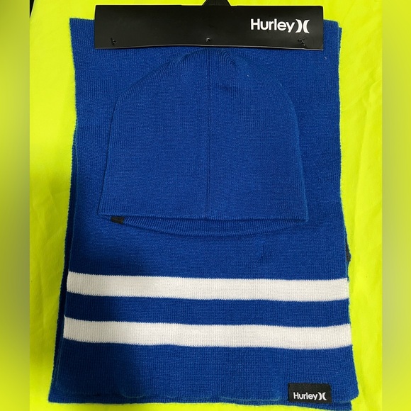 Hurley | Accessories | Hurley Blue Knit Hat And Scarf Set | Poshmark